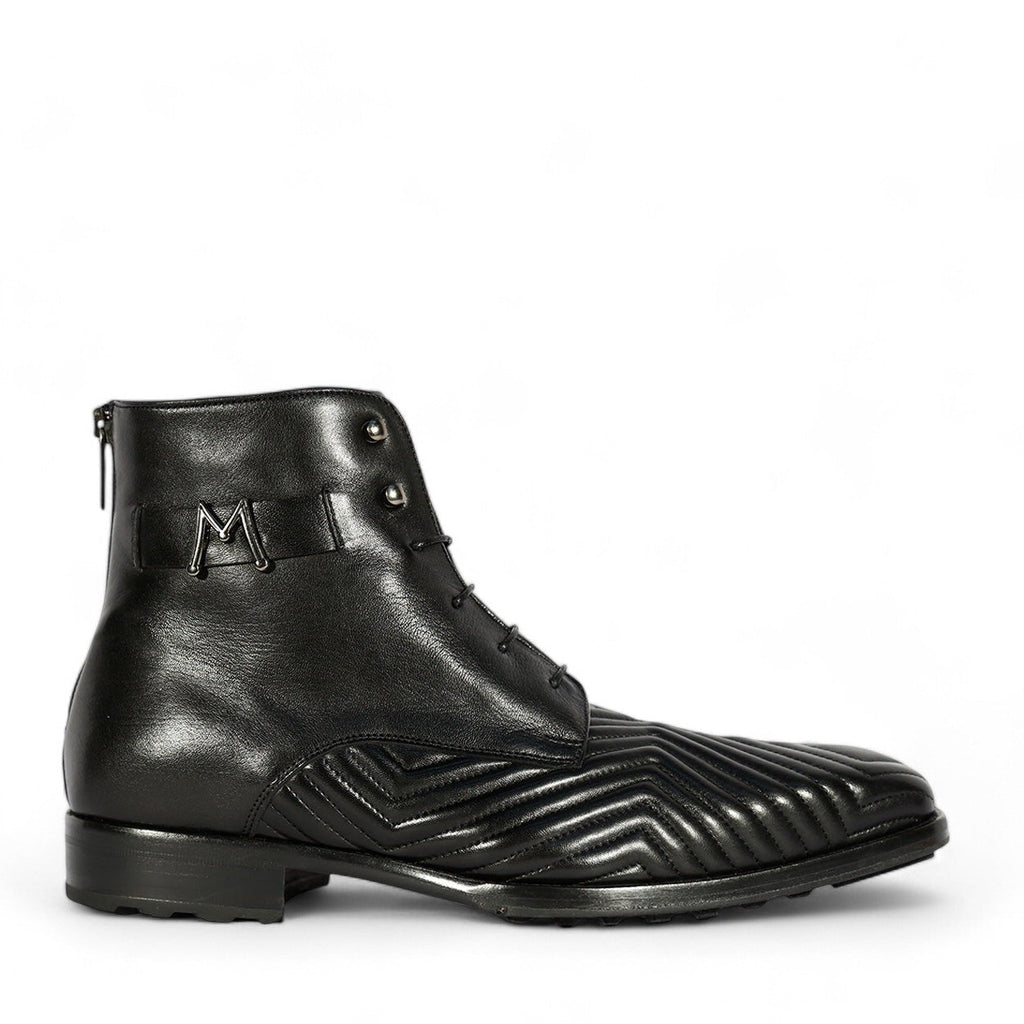 Mezlan S20516 Men's Shoes Black Quilted / Calf-Skin Leather Lace up Bo – AmbrogioShoes