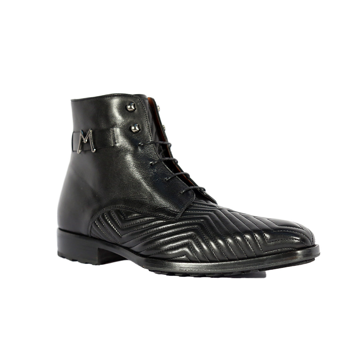 Mezlan S20516 Men's Shoes Black Quilted / Calf-Skin Leather Lace up Bo ...