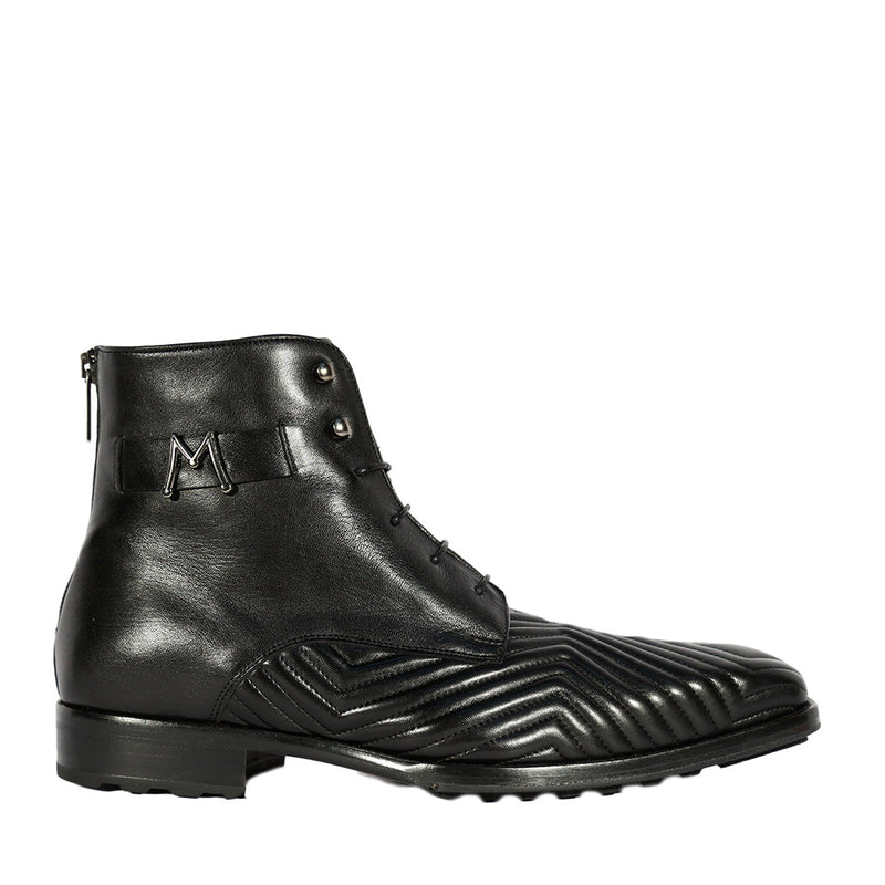 Mezlan S20516 Men's Shoes Black Quilted / Calf-Skin Leather Lace up Bo – AmbrogioShoes